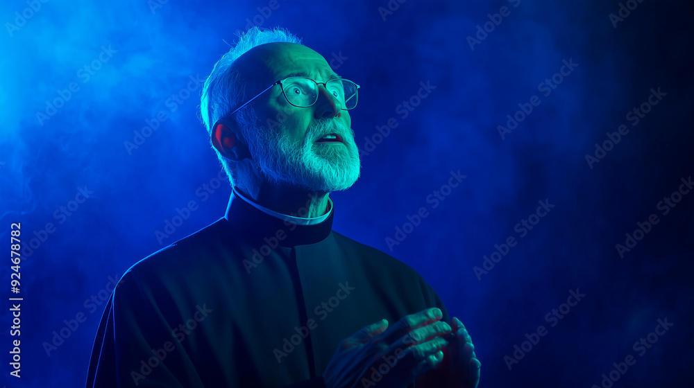 A sinister priest, his eyes glowing with an otherworldly light ...