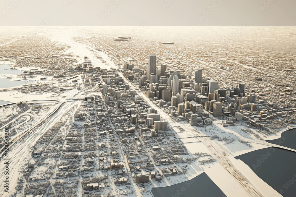 Technical aerial visual, 3D LiDAR GIS aerial map satellite scan model ...