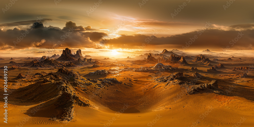 Science base on Mars land 8K VR, 360 degree space background ...