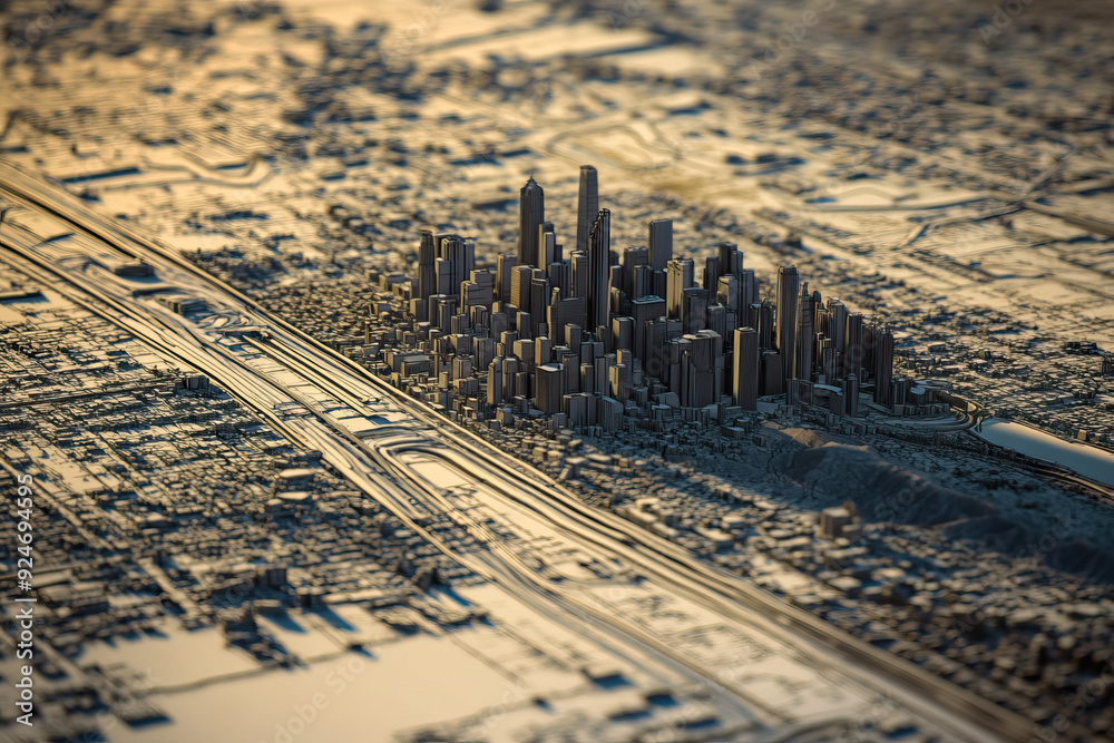 Technical aerial visual, 3D LiDAR GIS aerial map satellite scan model ...