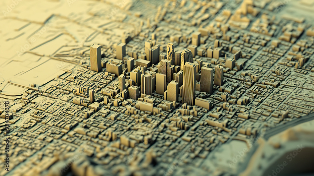 Technical aerial visual, 3D LiDAR GIS aerial map satellite scan model ...