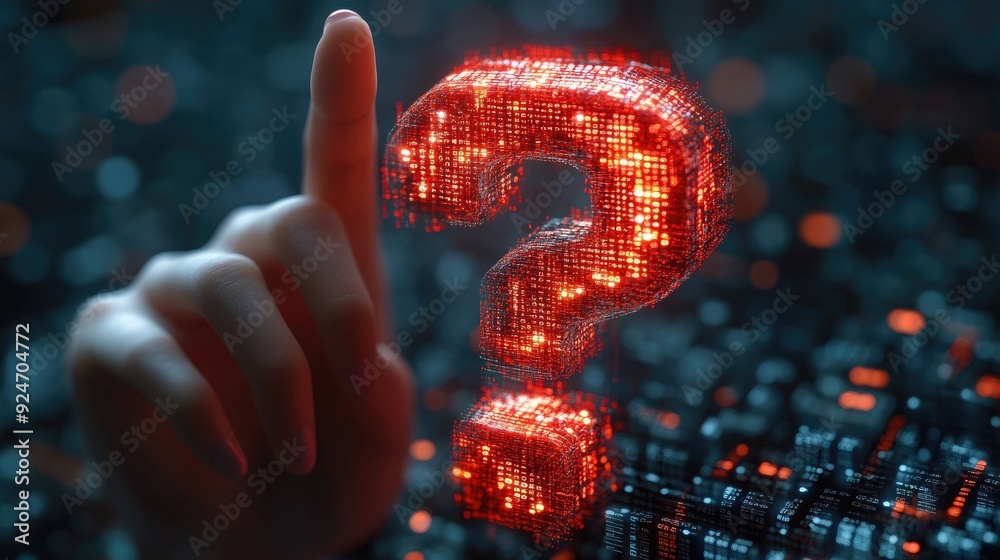Binary Code Forming a Digital 3D Question Mark Illustrating Artificial ...
