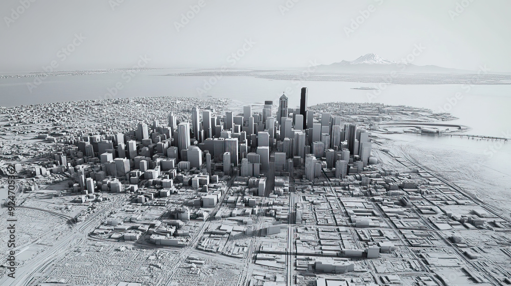 Technical aerial visual, 3D LiDAR GIS aerial map satellite scan model ...