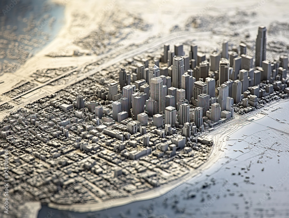 Technical aerial visual, 3D LiDAR GIS aerial map satellite scan model ...