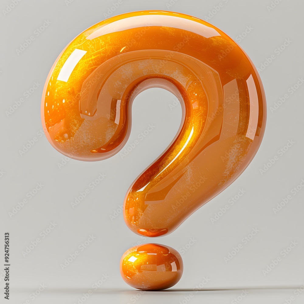 An orange 3D question mark stands out against a white background ...
