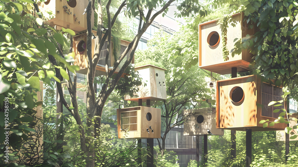 Urban Wildlife: Focus on urban wildlife habitats, birdhouses, and green ...