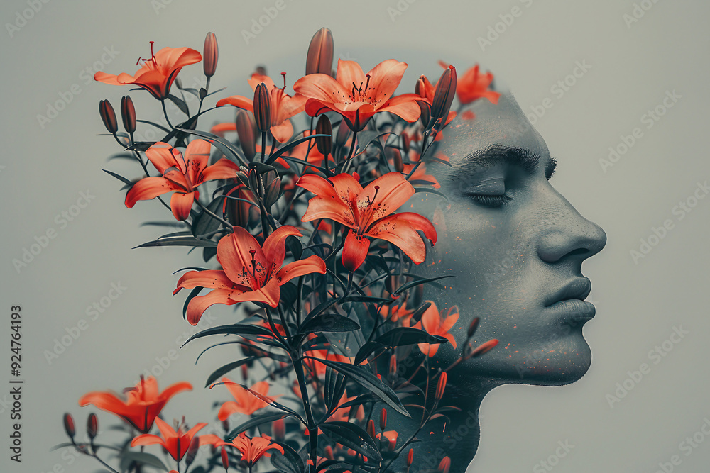 Generative AI technology cut-out graphical retro collage with vivid ...