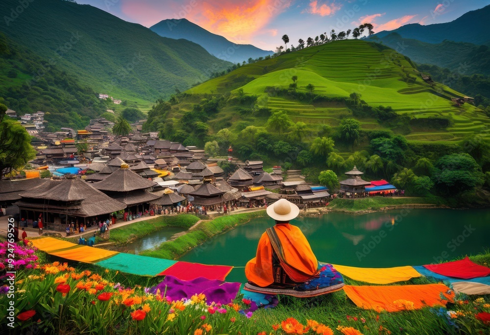 stunning sceneries featuring vibrant local customs cultural elements ...