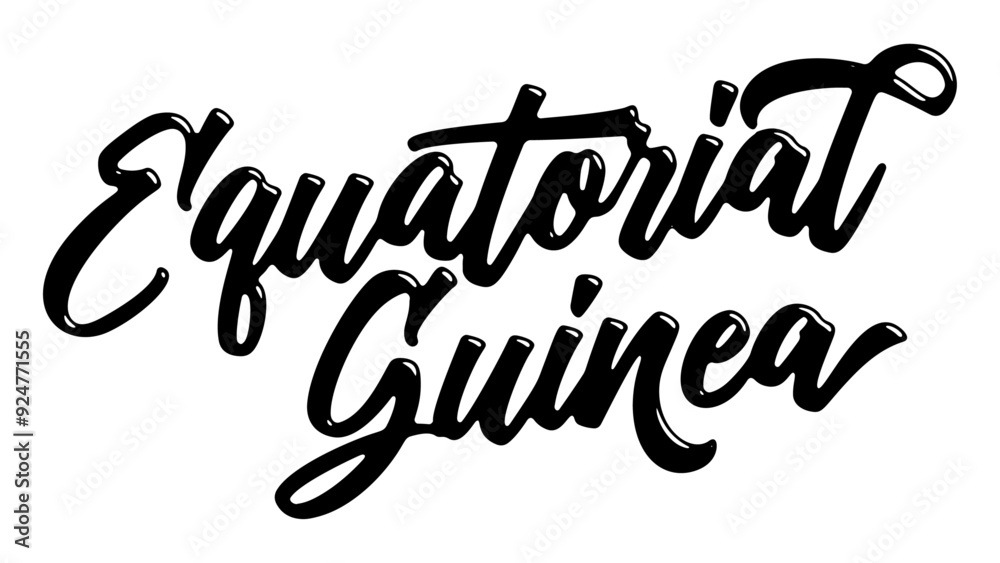 Equatorial Guinea country name written in street art-style liquid brush ...