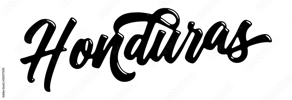 Honduras country name written in street art-style liquid brush script ...