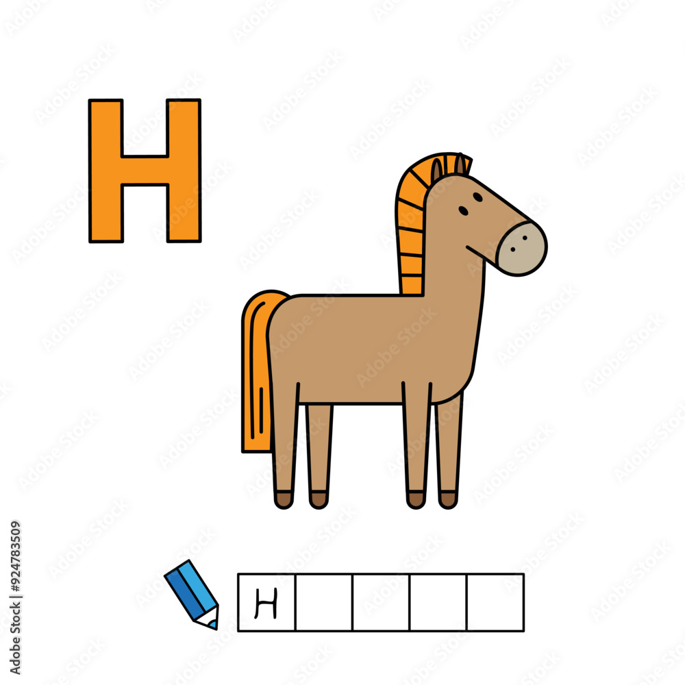 Alphabet with cute cartoon animals isolated on white background ...