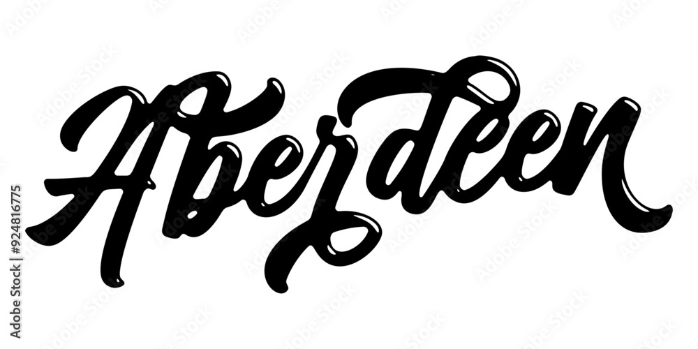 Aberdeen city name written in street art-style liquid brush script ...