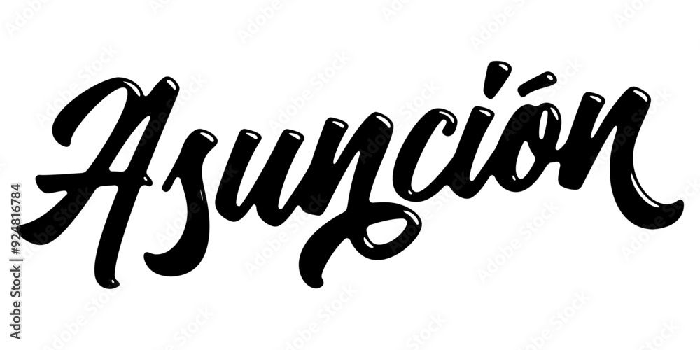 Asunción city name written in street art-style liquid brush script ...