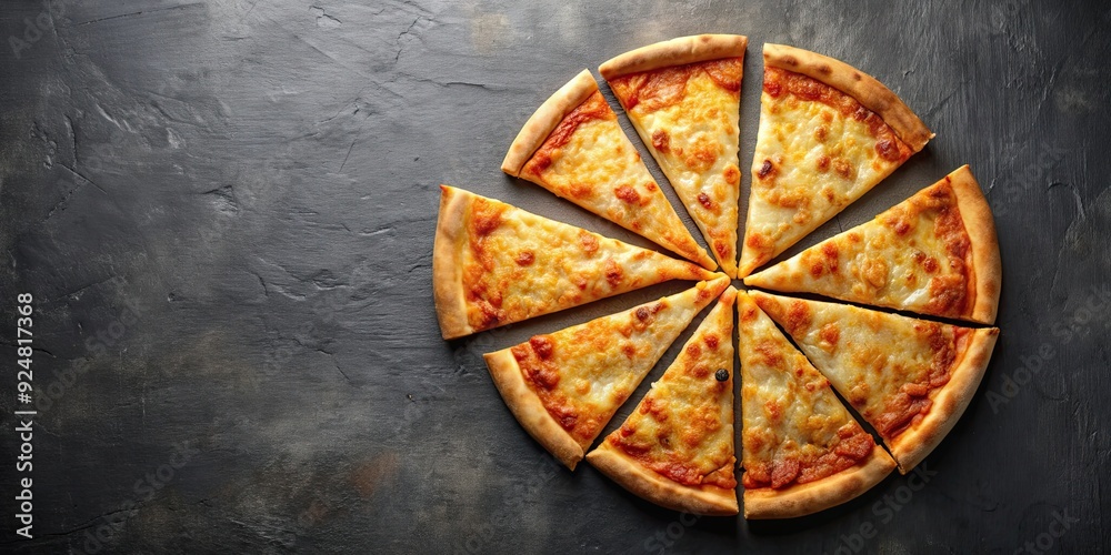 Sliced cheese pizza missing a slice, top view , mozzarella, pizza ...