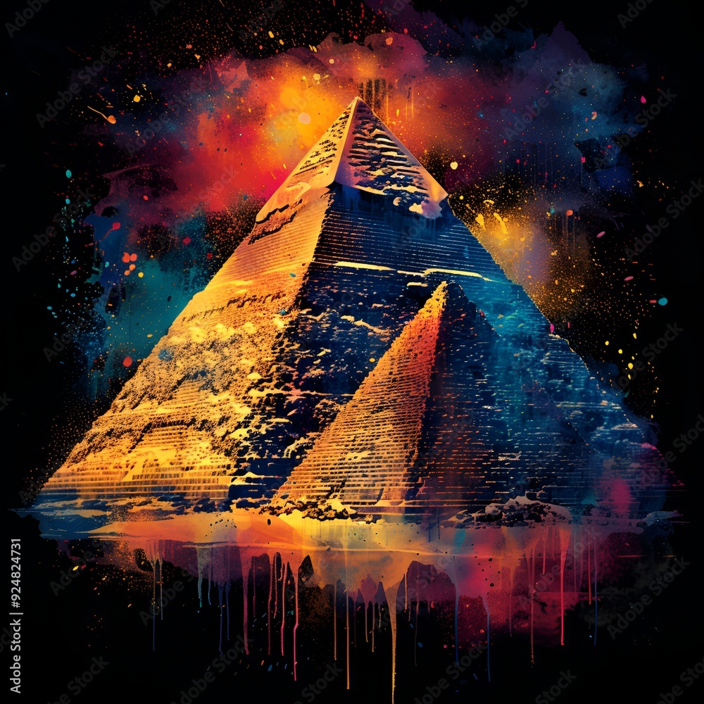 Colorful Abstract of The Giza pyramid complex consists of the Great ...