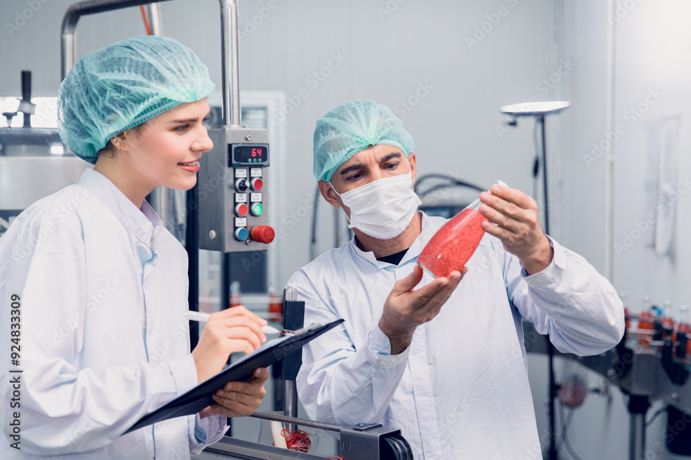 Quality control and food safety inspector test and check product ...