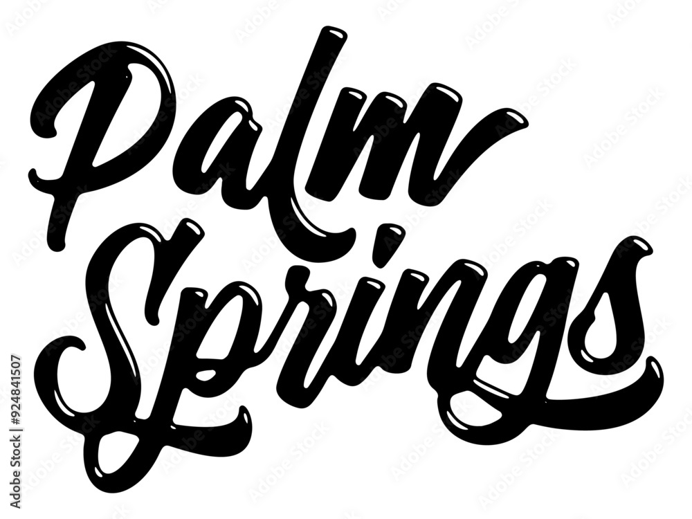Palm Springs city name written in street art-style liquid brush script ...
