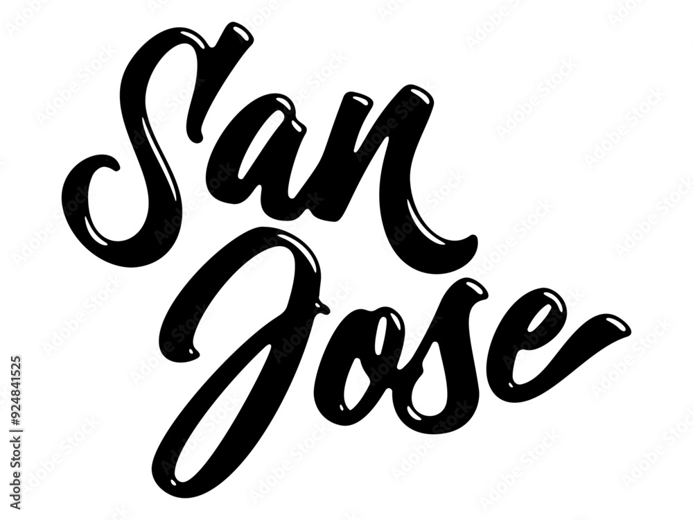 San Jose city name written in street art-style liquid brush script ...
