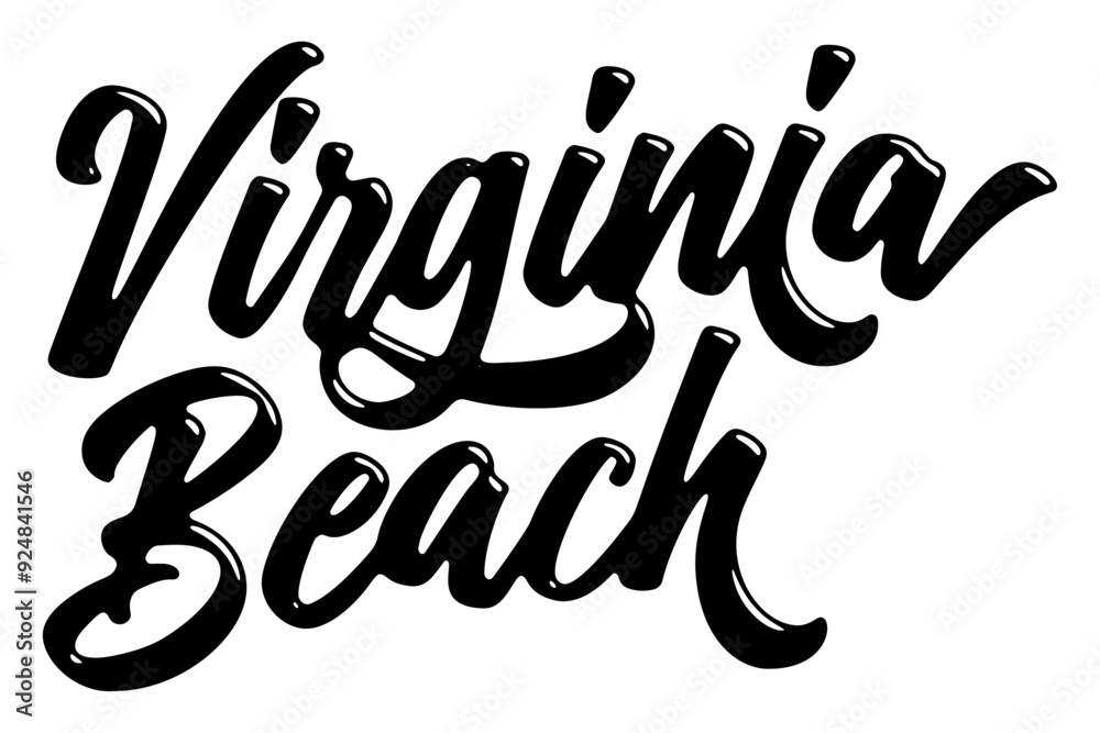 Virginia Beach city name written in street art-style liquid brush ...