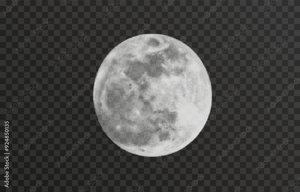 Realistic vector moon on an isolated transparent background. Moon ...