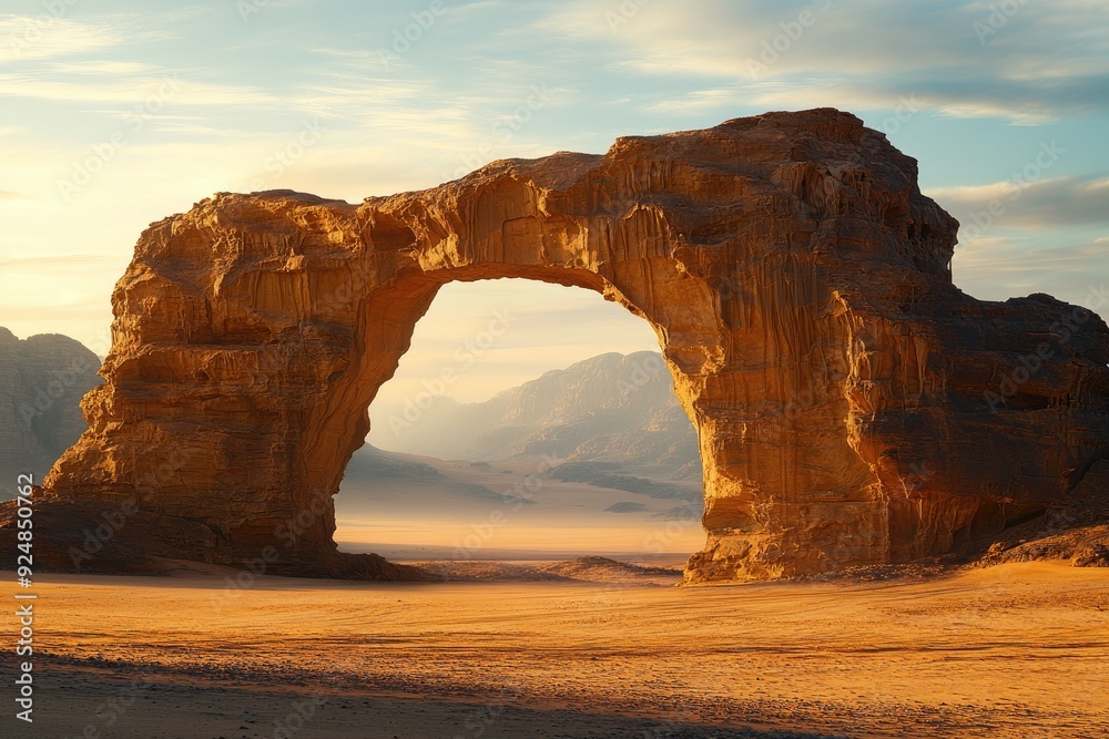 Al Ula's Olive Rock Arch at Sunset, Stunning Natural Beauty and ...