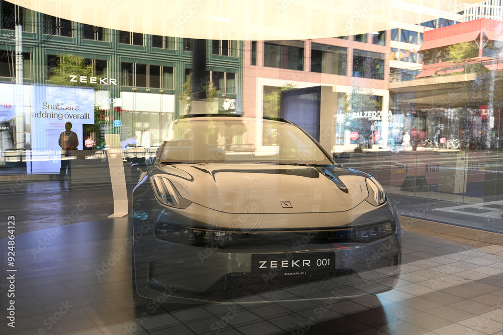 Stockholm, Sweden - July 30, 2024: Zeekr electric vehicle in salon in ...