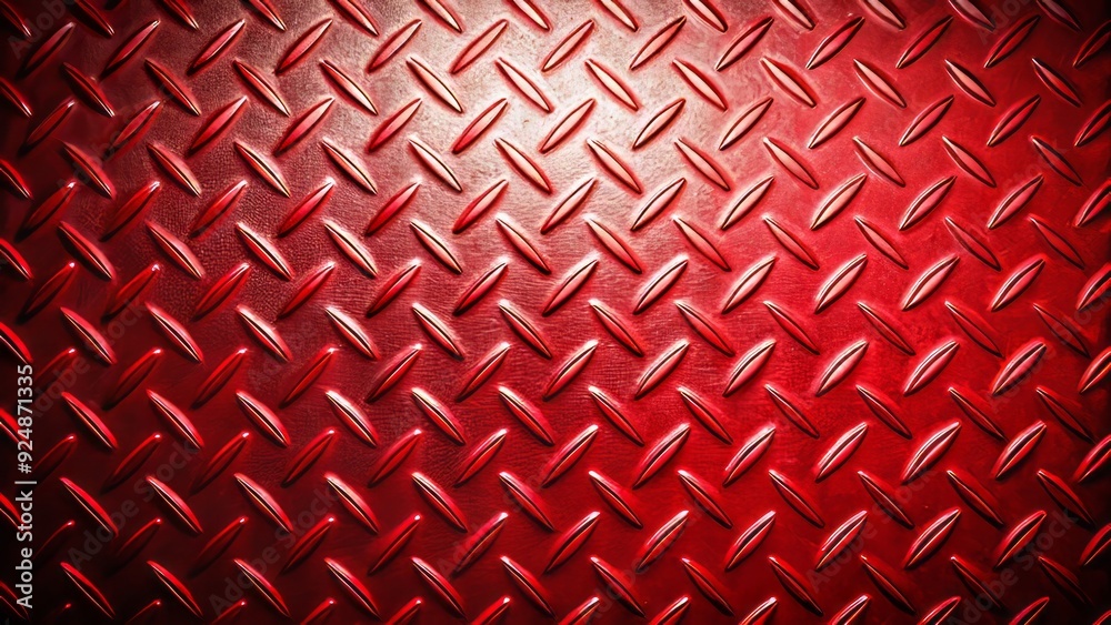 Vibrant red diamond plate texture with raised diamond patterns, shiny ...