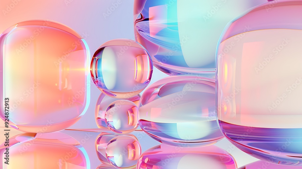 A modern glassmorphism design with multiple transparent layers stacked with different levels of ...