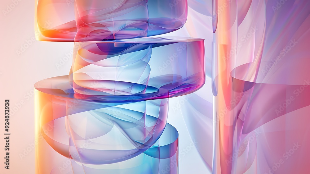 A modern glassmorphism design with multiple transparent layers stacked ...