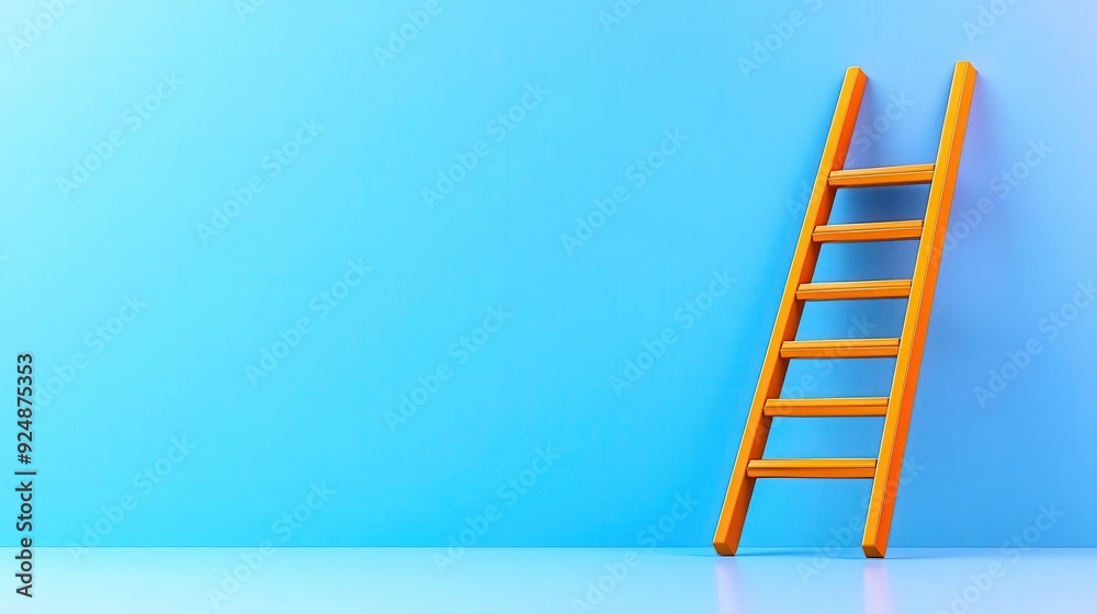Success ladder flat design, side view, corporate world, water color ...