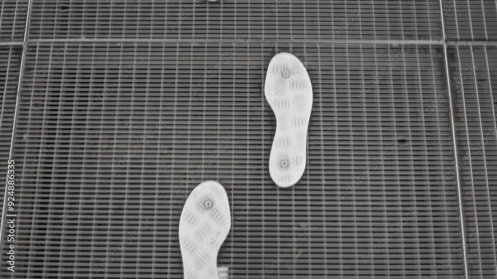 Step by step. Footprints. Feet following the tracks. Steps tracing the ...