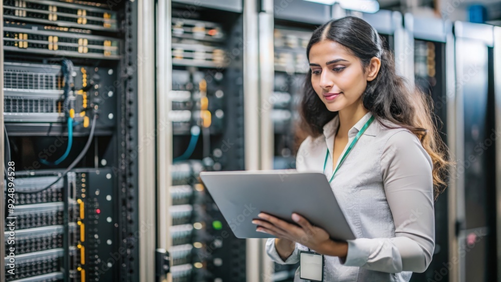 "Indian Female IT Specialist with Servers" – A female Indian IT ...