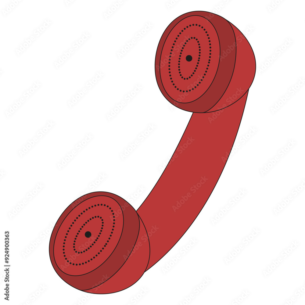Simple vector red phone handset isolated transparent background ...