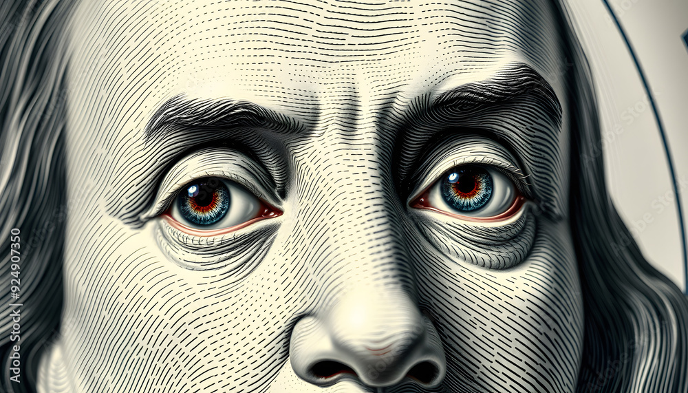 Enigmatic Macro Gaze: The Eyes of Benjamin Franklin on the $100 Bill ...