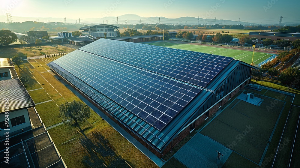 Solar Cells on a Stadium Roof: Solar cells covering the roof of a ...