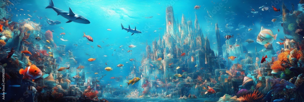 Ilustração do Stock: Enchanted Underwater City: A Fantasy Realm of ...