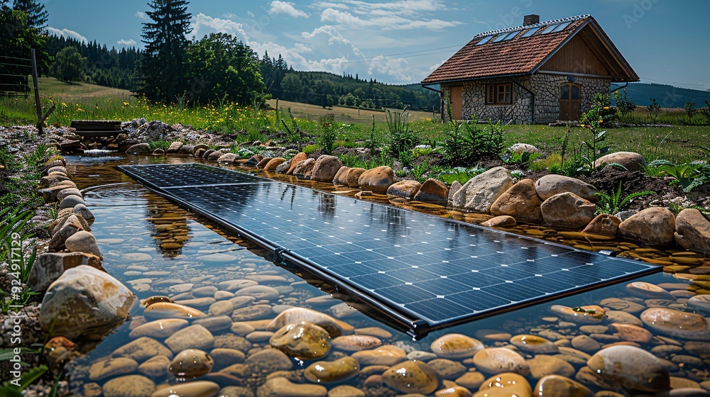 Foto de Solar Cells with a Water Reservoir: Solar cells installed ...