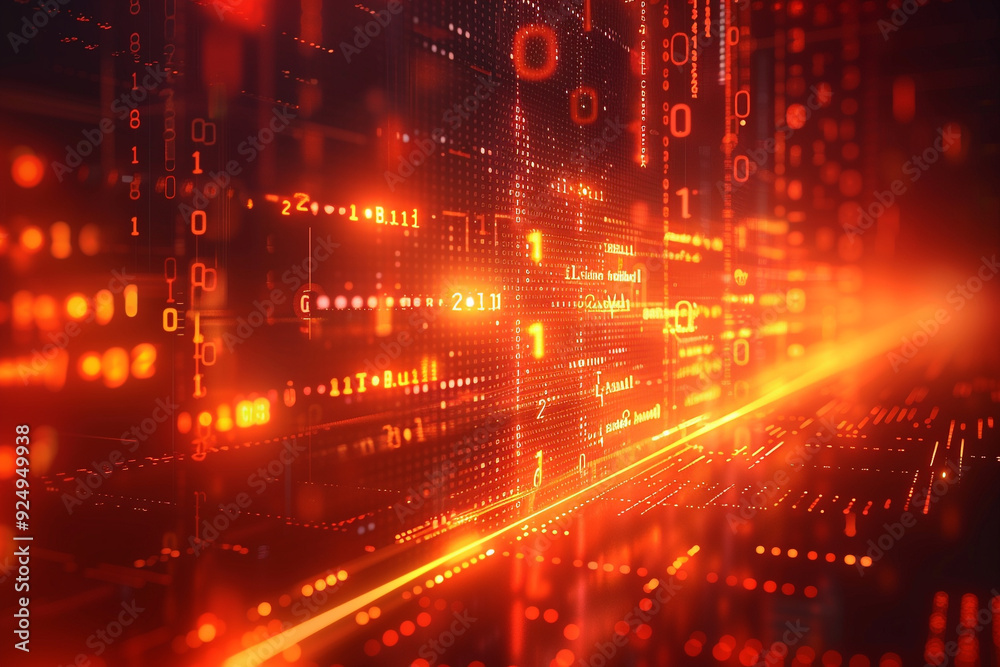 abstract technology background features a vibrant orange gradient color ...