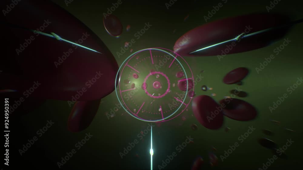 Nanobots repairing blood cells. Futuristic high technology animation ...