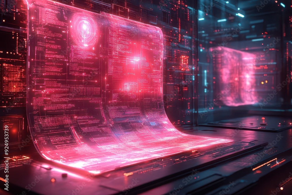 aipowered document analysis visualization glowing circuit patterns ...