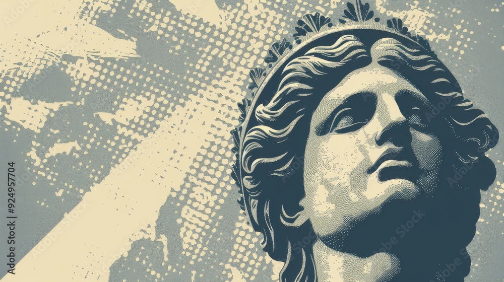 Artistic illustration of a classical statue overlaid with a dotted ...