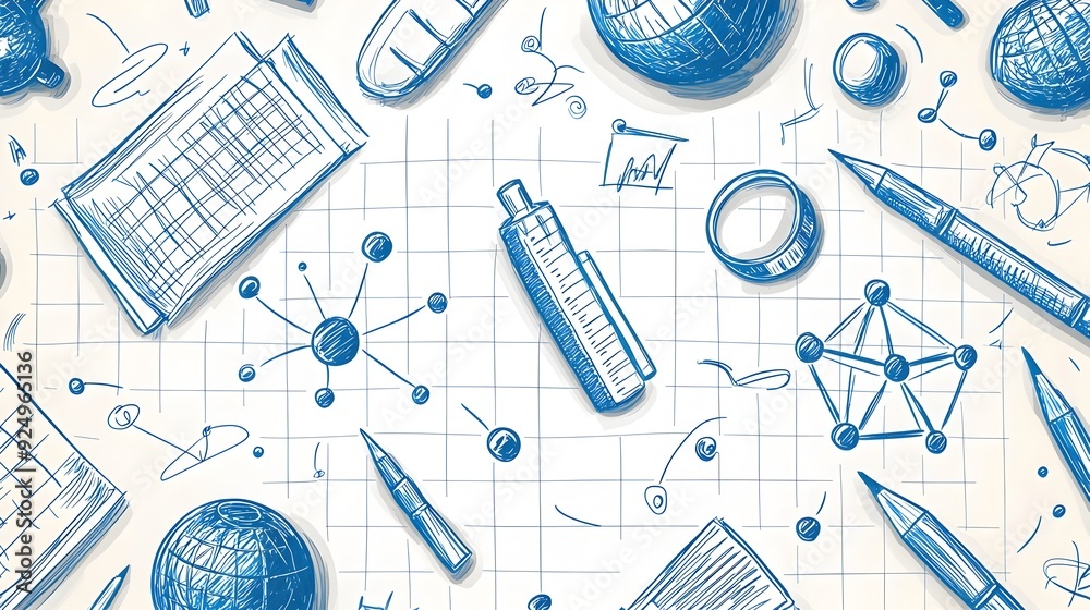 Detailed blueprint and engineering diagrams with various scientific ...