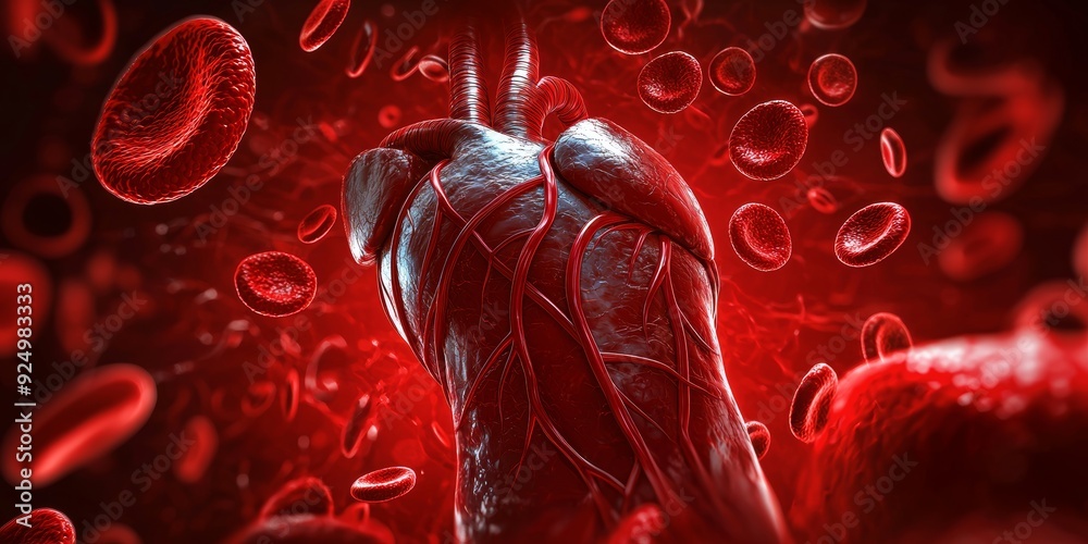 Highly detailed 3D illustration of the human circulatory system ...