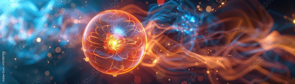 Electrons Moving Around Nucleus Electron Cloud Front View Electrical