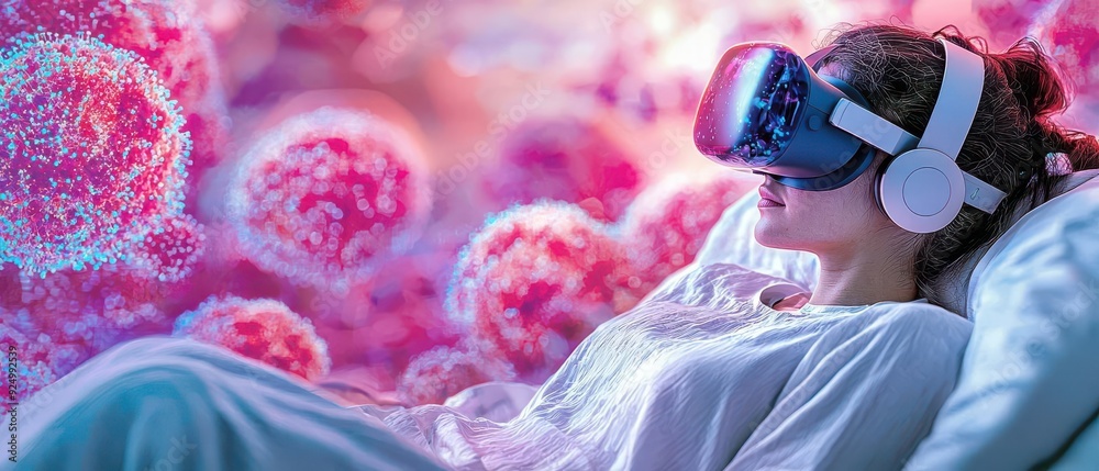 Conceptual art of healthcare VR therapy technology A serene yet ...