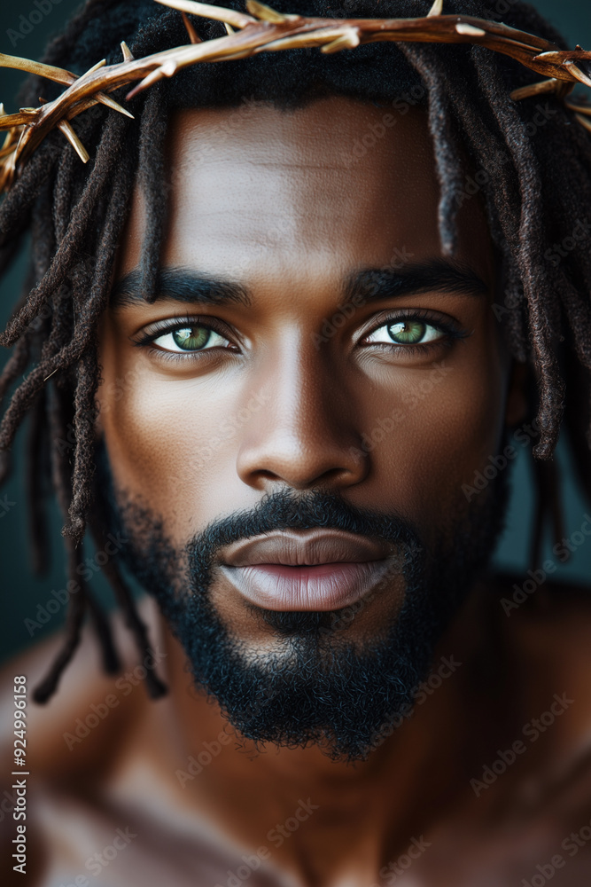 Jesus Christ Depicted as a Handsome African American Savior with Dark ...