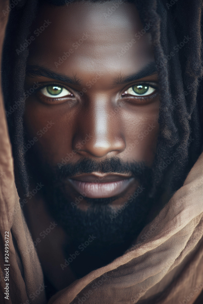 African American Jesus Christ with Green Eyes and Dreadlocks. A Loving ...