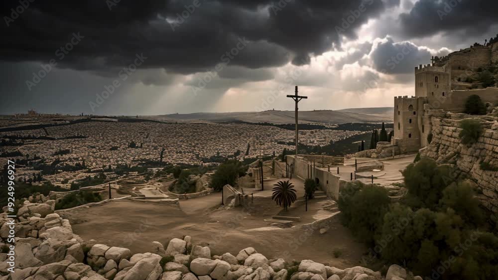 Outside the historic city of Jerusalem lies Calvary hill, the place of ...