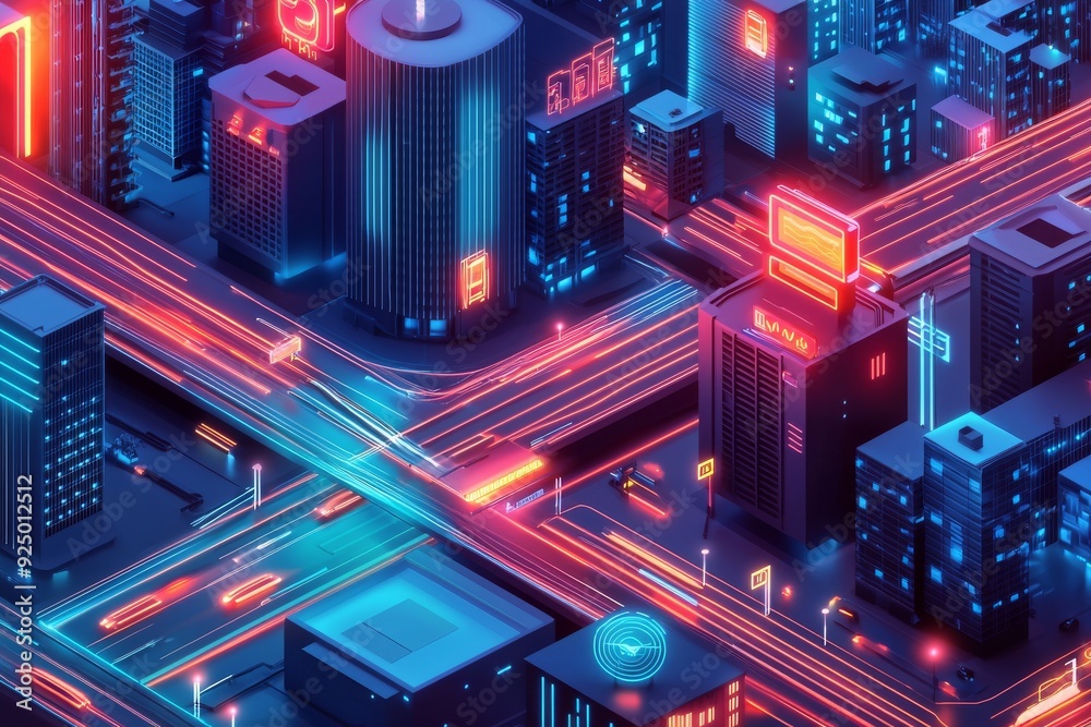 An urban control center managing a smart city's traffic flow, with AI ...