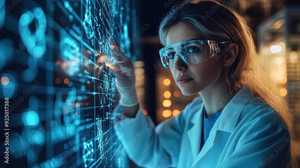 Scientist using AI to generate molecular structures for drug discovery ...